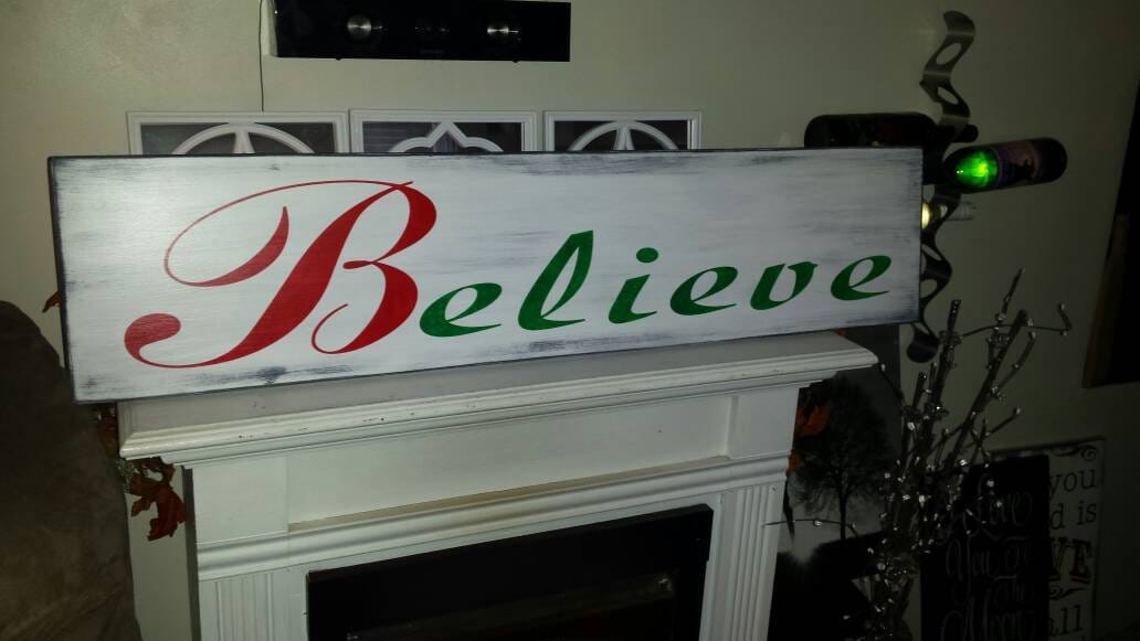 Believe Distressed Wood Sign Christmas Sign Rustic Extra Large | Etsy