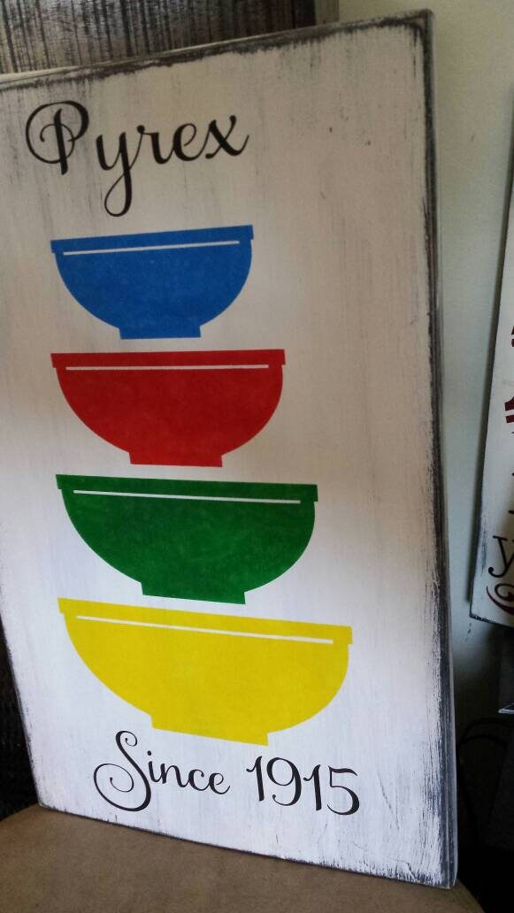 Pyrex Wood Sign Rustic Distressed Wood Large Wall Hanging - Etsy