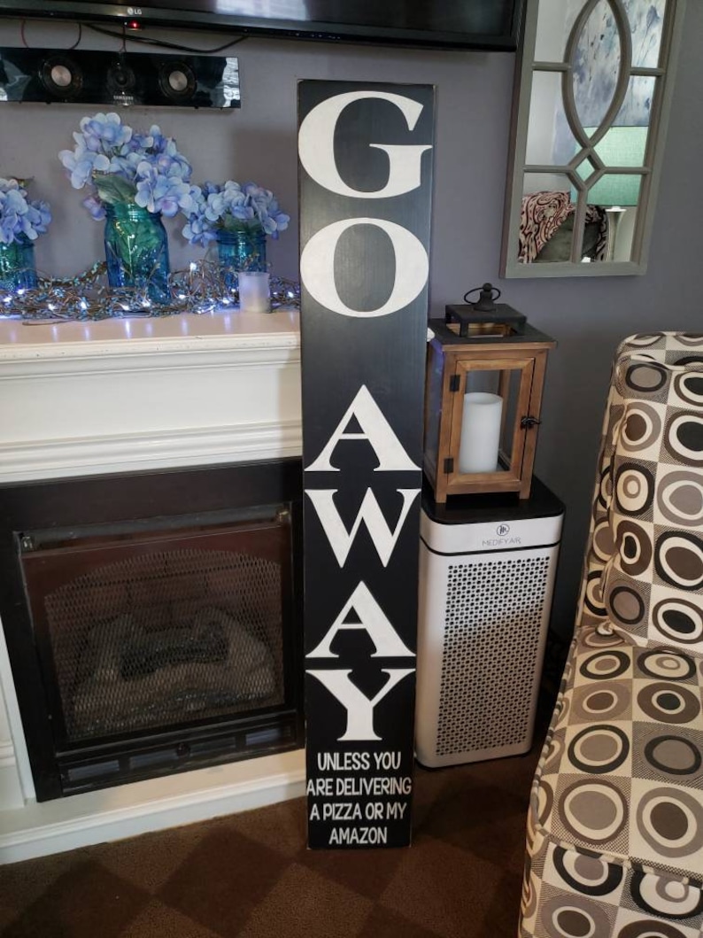 Go Away Porch Sign Vertical Wood Unwelcome Sign Entryway Sign - Etsy