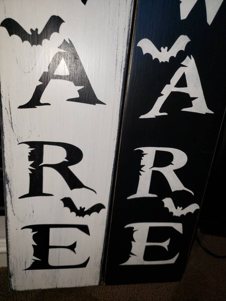 Beware Sign Halloween Sign Distressed Wood Rustic Fall | Etsy