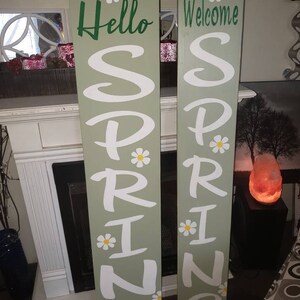 Spring Porch Sign Reversible Vertical Distressed Wood Sign Extra Large ...