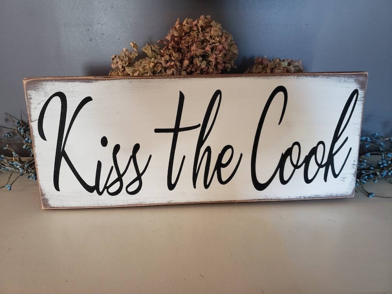 Kiss the Cook Sign Wall Hanging Primitive Farmhouse Decor - Etsy
