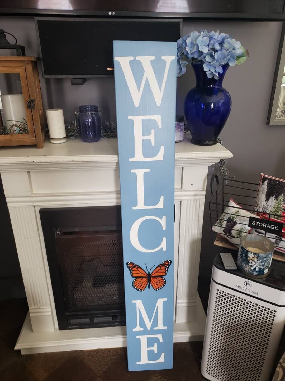 Welcome Sign Butterfly Porch Sign Spring Decor Entryway Sign Front Door ...