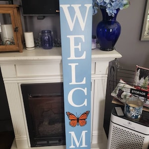 Welcome Sign Butterfly Porch Sign Spring Decor Entryway Sign Front Door ...