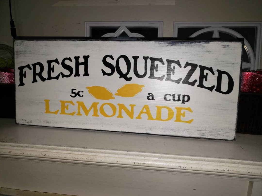 Lemonade Sign Fresh Squeezed Lemonade Sign Rustic Farmhouse Kitchen ...