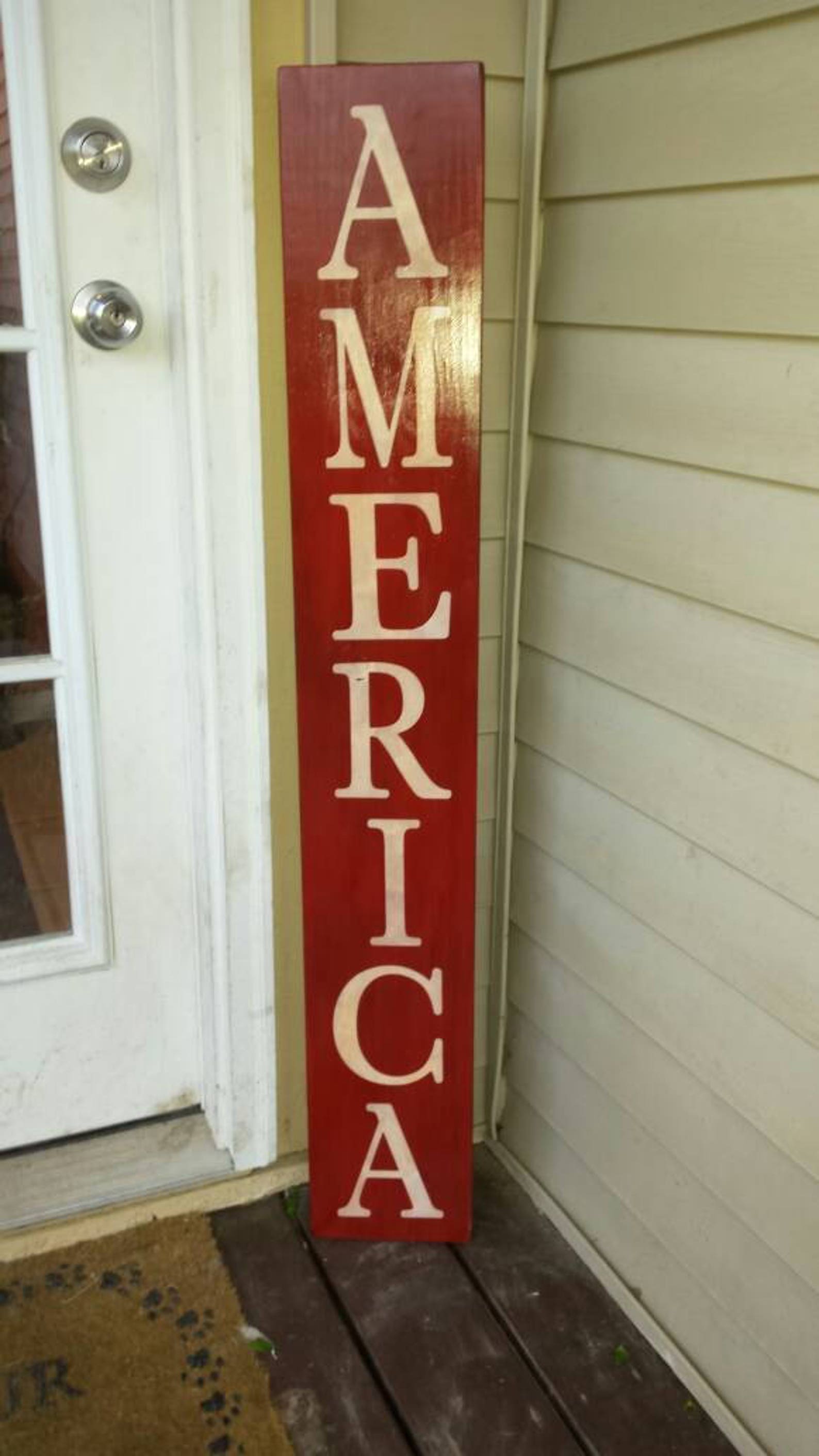 America Porch Sign Reversible Vertical Distressed Wood Sign Large ...