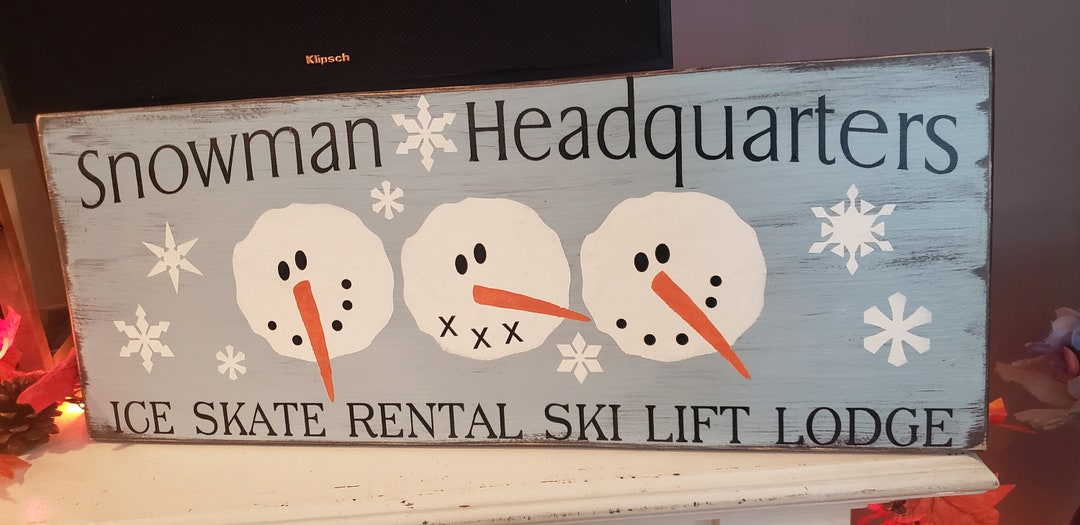 Snowman Sign Snowman Headquarters Horizontal Wood Sign Extra Large ...