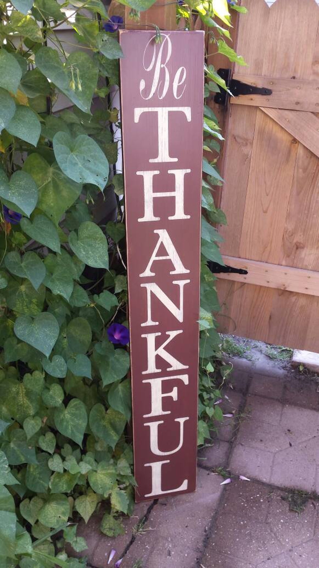 Be Thankful Large Porch Sign Fall Decor Vertical Distressed Wood Sign ...