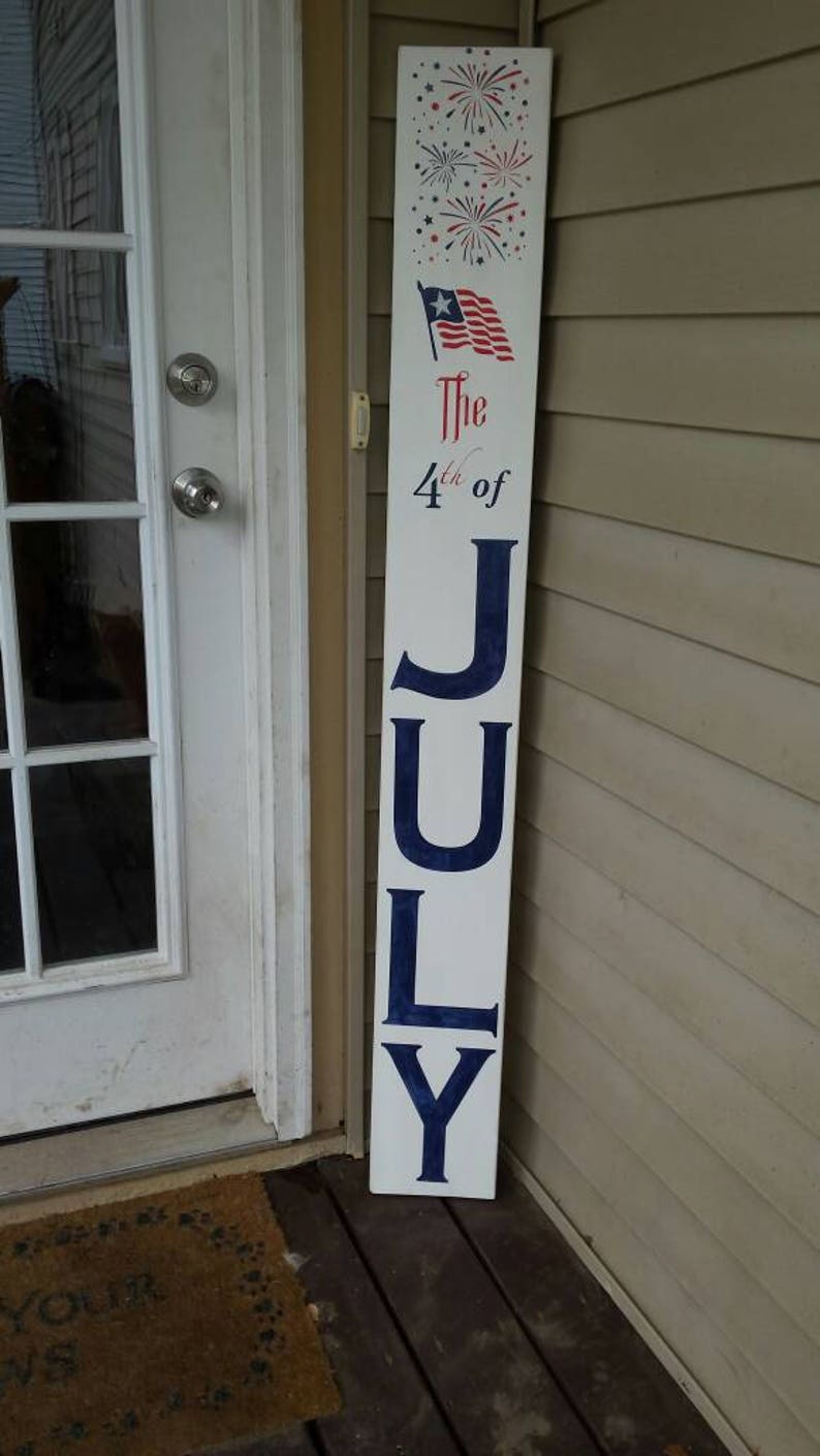 4th of July 5 Ft Porch Sign Fireworks Vertical Distressed Wood Extra ...