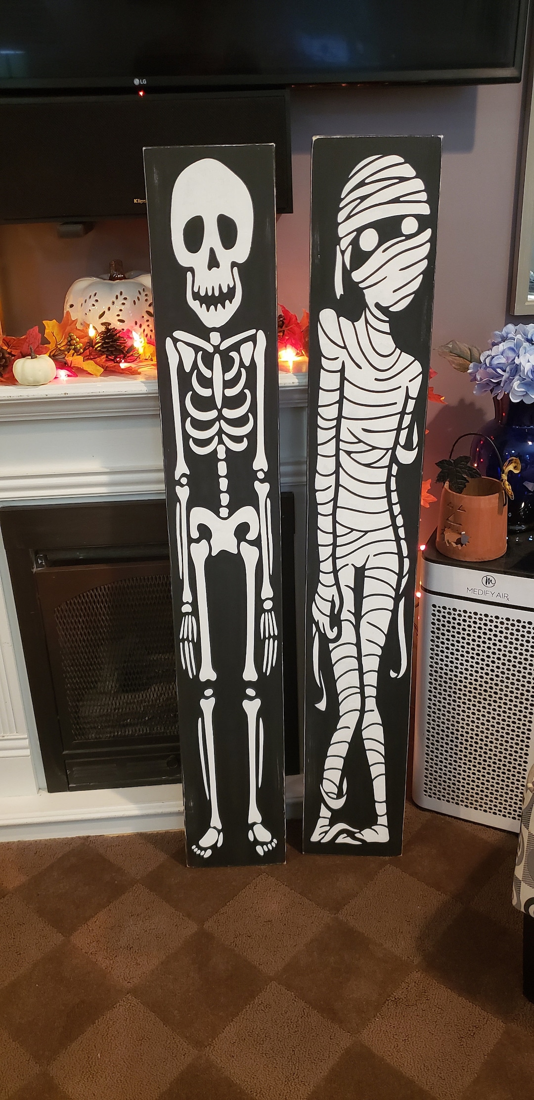 Halloween Porch Sign Skeleton Sign Trick or Treat Sign Mummy Sign ...