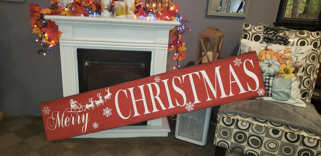 Merry Christmas Sign 12 X 60 Distressed Rustic Wood Extra Large Wall ...