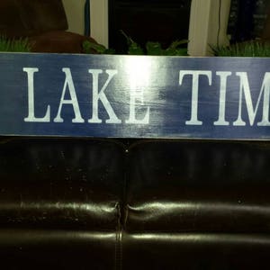 On Lake Time Distressed Wood Sign Extra Large Porch Sign Wall Hanging ...