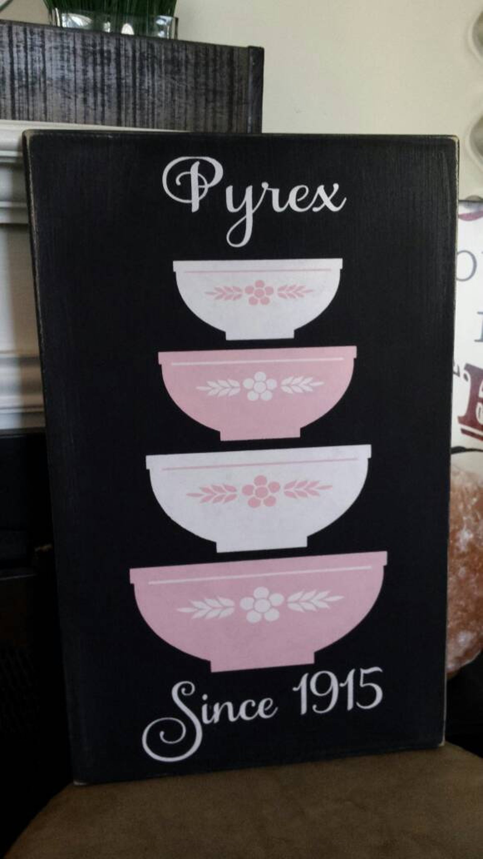 Pyrex Wood Sign Rustic Distressed Wood Large Wall Hanging - Etsy