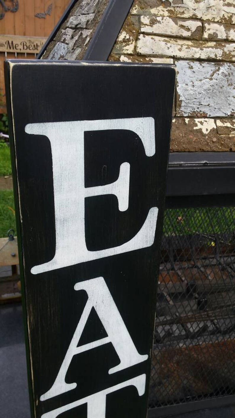 EAT Distressed Wood Sign Large Vertical Sign Rustic Kitchen | Etsy