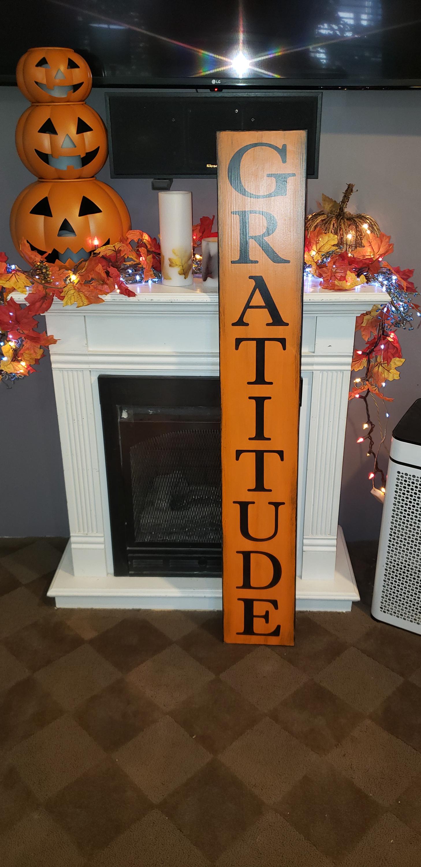 Gratitude Sign Fall Porch Sign Grateful Reversible Entryway Sign Rustic ...