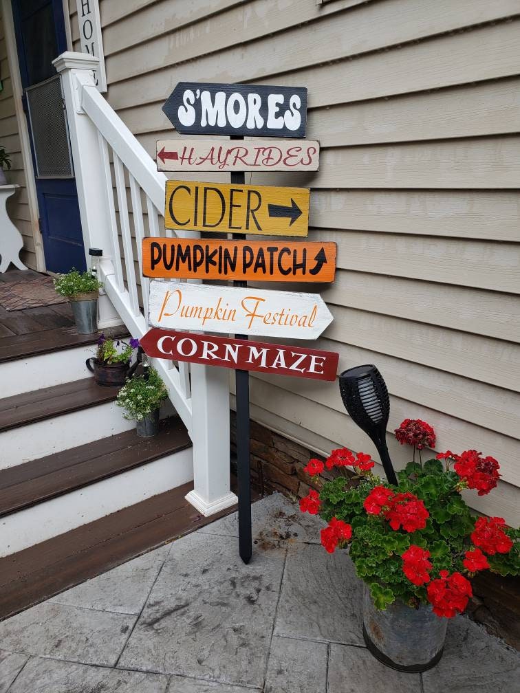 Fall Directional Sign Porch Sign Arrow Sign Distressed Cedar - Etsy