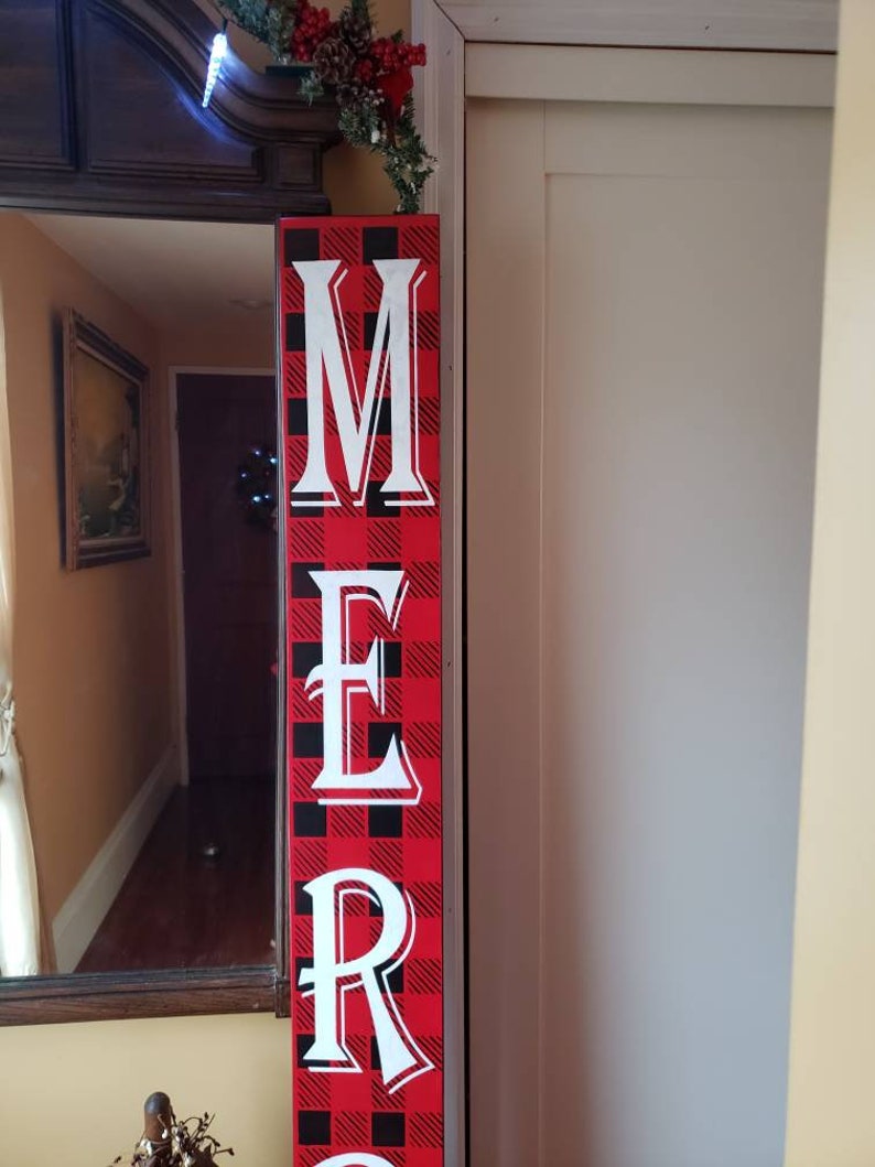 Merry Sign 6 Ft Buffalo Plaid Rustic Reversible Porch Sign - Etsy