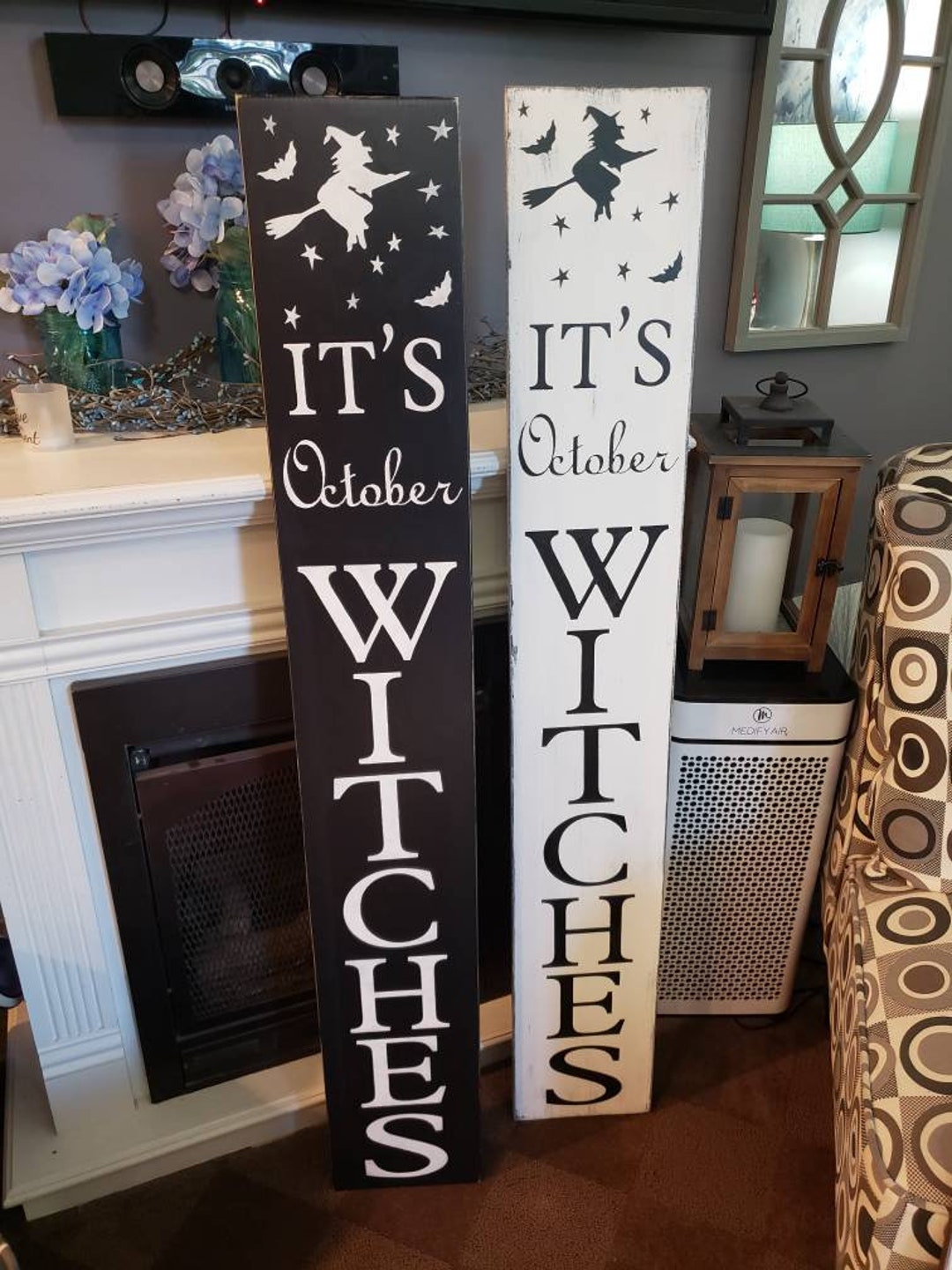 It's October Witches Porch Sign Reversible Distressed Wood Sign Extra ...