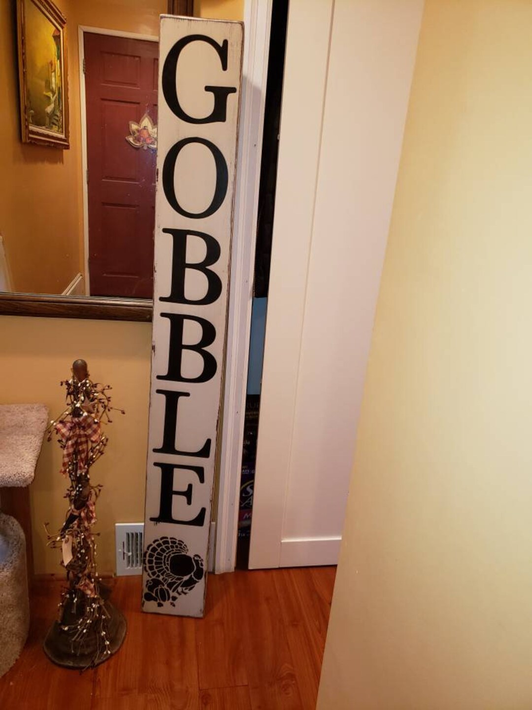 Gobble Porch Sign 5 Ft Reversible Vertical Sign Rustic Distressed Wood ...