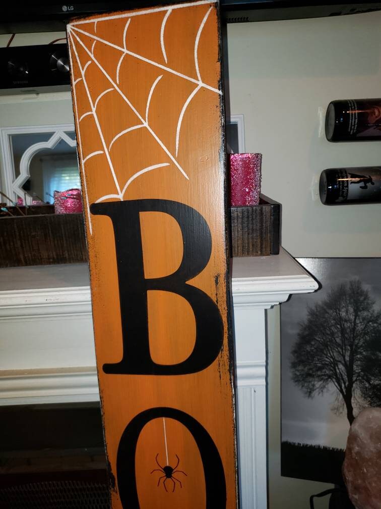 Boo Porch Sign Halloween Entryway Sign Distressed Wood Rustic - Etsy