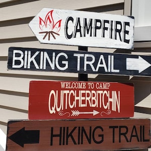 Camping Directional Sign Porch Sign Distressed Cedar Wood Camp ...