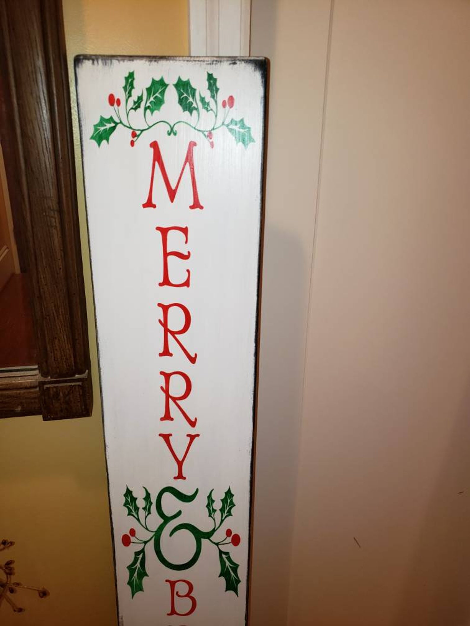 Merry & Bright Porch Sign Rustic Reversible Sign Distressed | Etsy