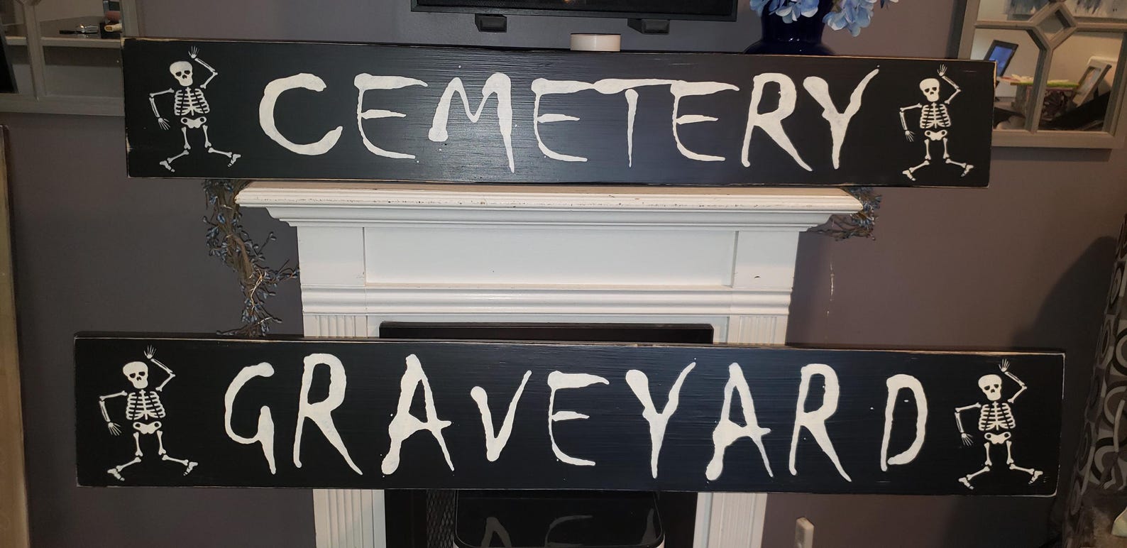 Graveyard Wood Porch Sign 48x8 Horizontal Extra Large Entryway Sign ...