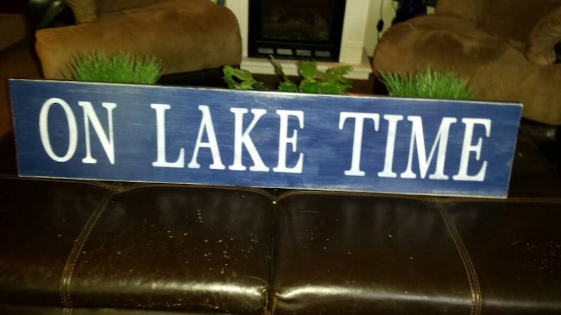 On Lake Time Wood Sign Large Porch Sign Wall Hanging Beach House Sign ...