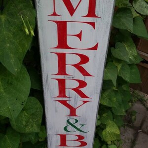 Merry & Bright Wood Porch Sign Rustic Reversible Entryway Sign ...