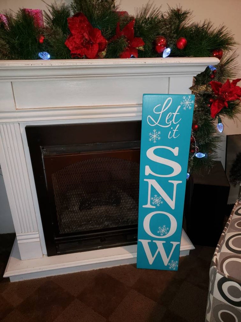 Let It Snow Sign 8x30 Entryway Wall Hanging Sign Rustic Wood Front Door ...