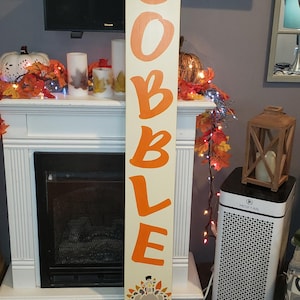 Gobble Gobble Porch Sign Reversible Vertical Sign Rustic Distressed ...