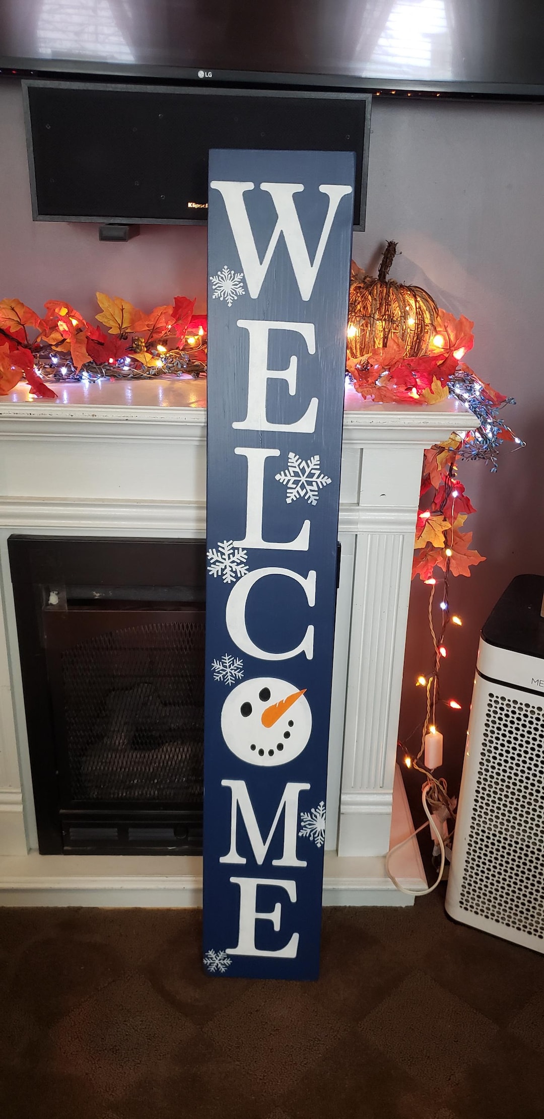 Welcome Snowman Porch Sign Reversible Entryway Wood Sign Extra Large ...