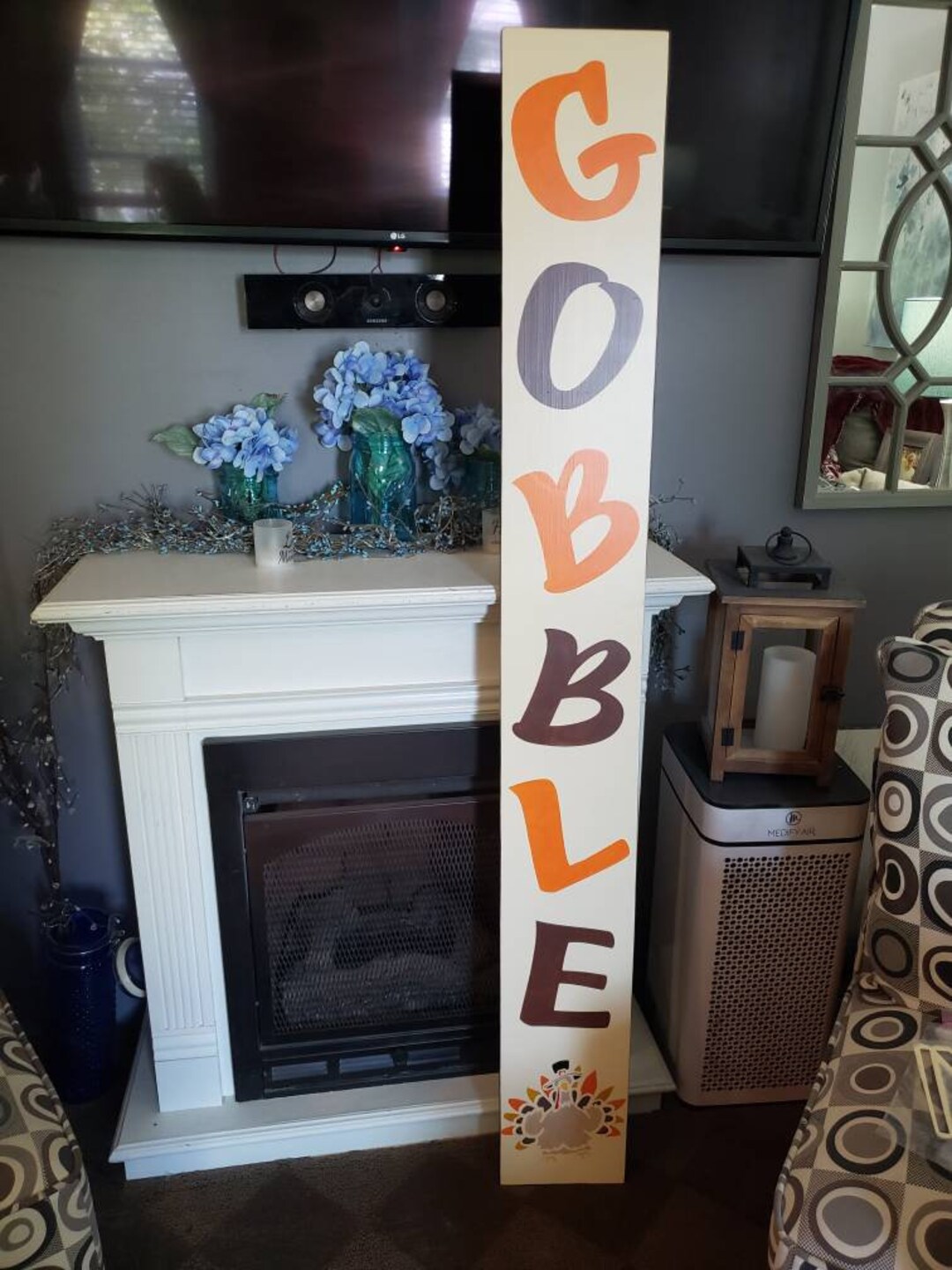 Gobble Sign Reversible 5 Ft Sign Rustic Distressed Wood Extra Large ...