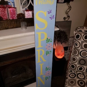 Spring Porch Sign Reversible Vertical Distressed Wood Sign Extra Large ...