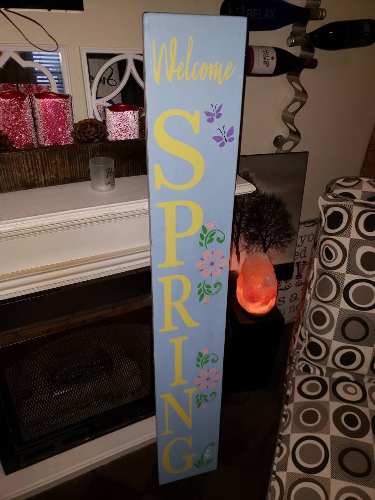 Spring Porch Sign Reversible Vertical Distressed Wood Sign | Etsy