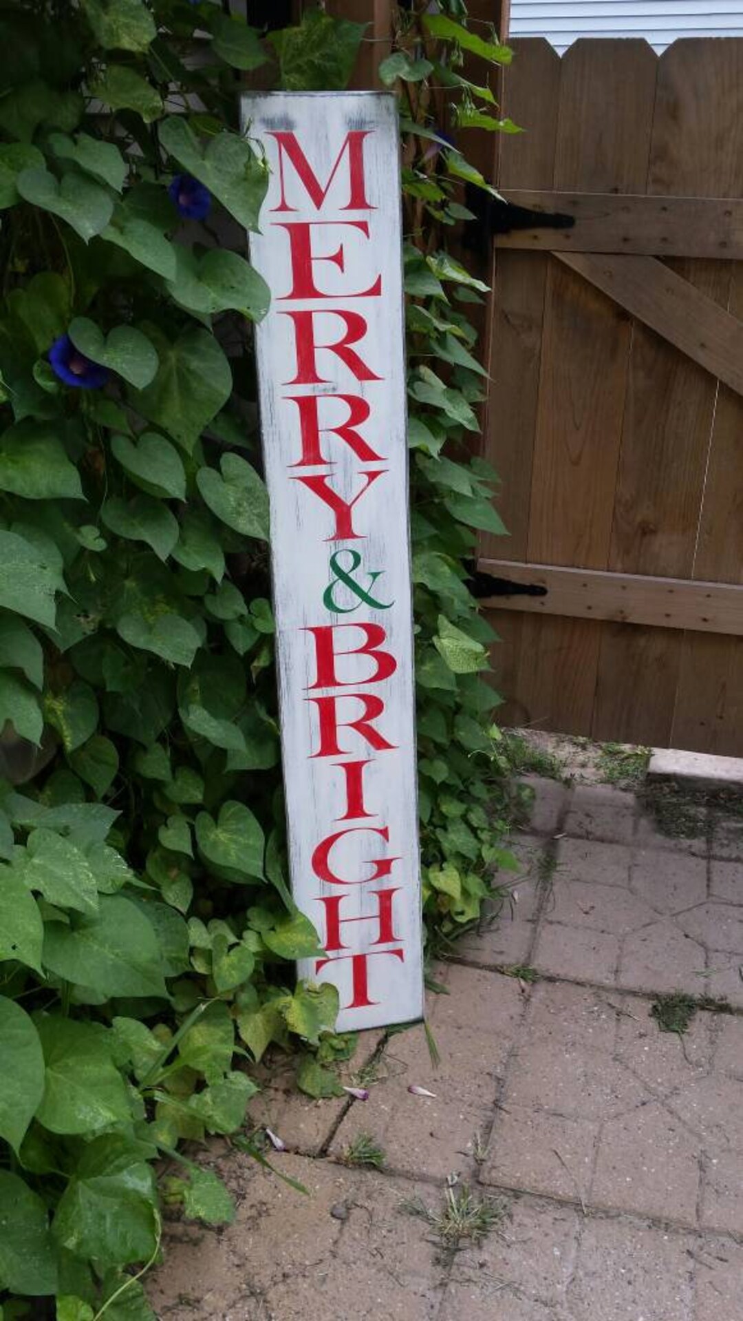 Merry & Bright Wood Porch Sign Rustic Reversible Entryway Sign ...
