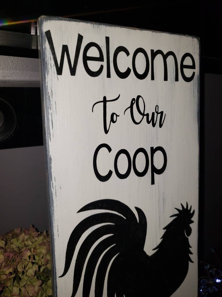 Welcome to Our Coop Sign Wall Hanging Primitive Rooster | Etsy