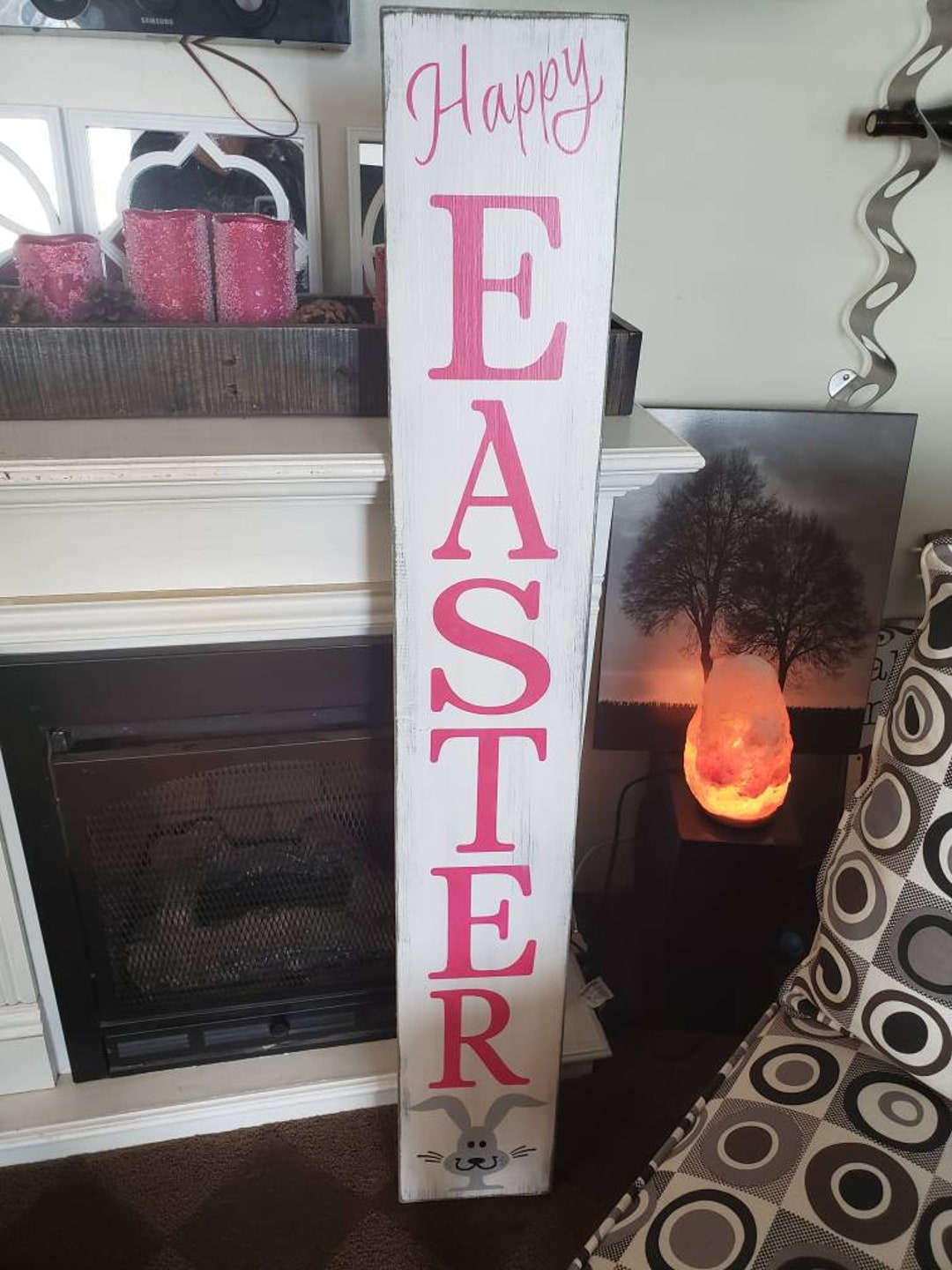 Easter Sign Easter Porch Sign Large Reversible Distressed Wood Sign ...