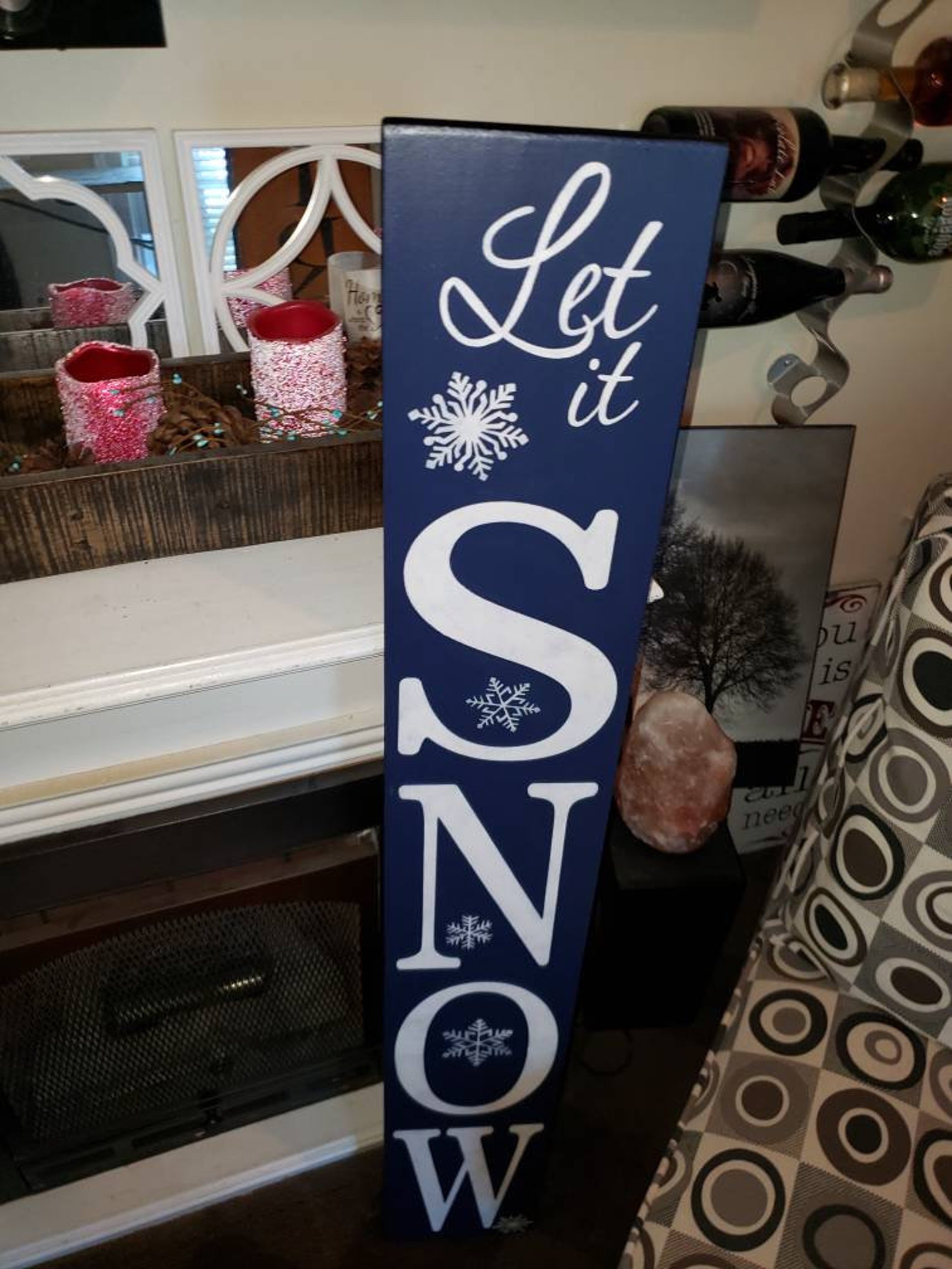 Let It Snow Sign Stained Porch Sign Distressed Rustic Wood | Etsy