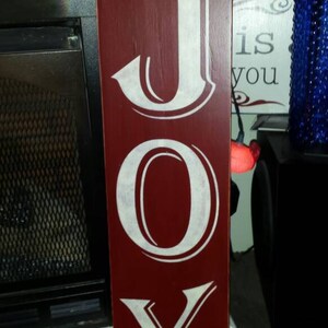 Joy Christmas Sign Distressed Wood Large Vertical Sign Rustic Sign ...