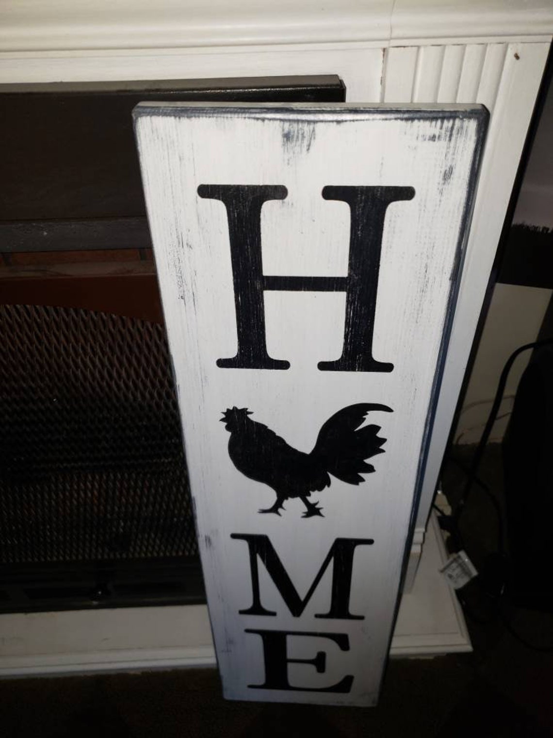 Home Rooster Sign Distressed Wood Sign Vertical Rustic - Etsy