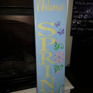Spring Vertical Porch Sign Welcome Spring Reversible Wood Sign ...