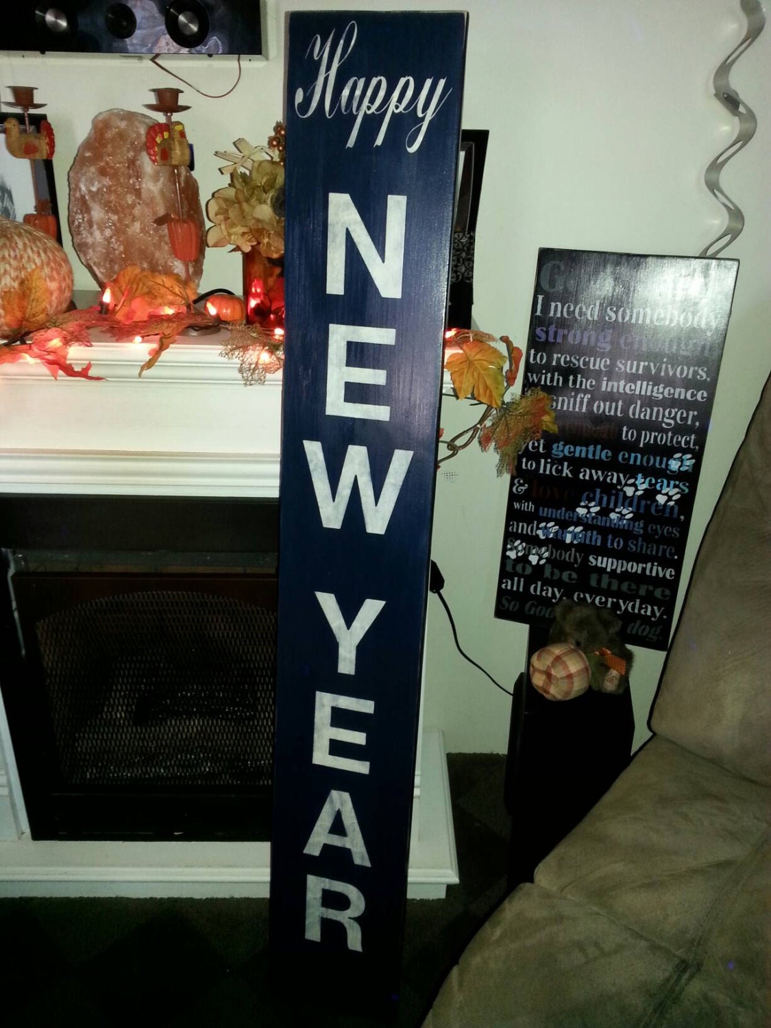 Happy New Year Wood Sign Entryway Sign Distressed Wood Rustic | Etsy