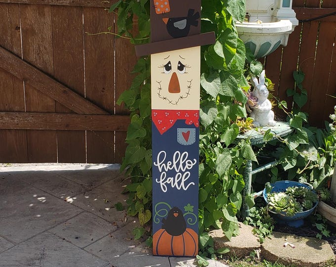 Scarecrow Porch Leaner, Fall Porch Leaner, Reclaimed Wood Scarecrow ...