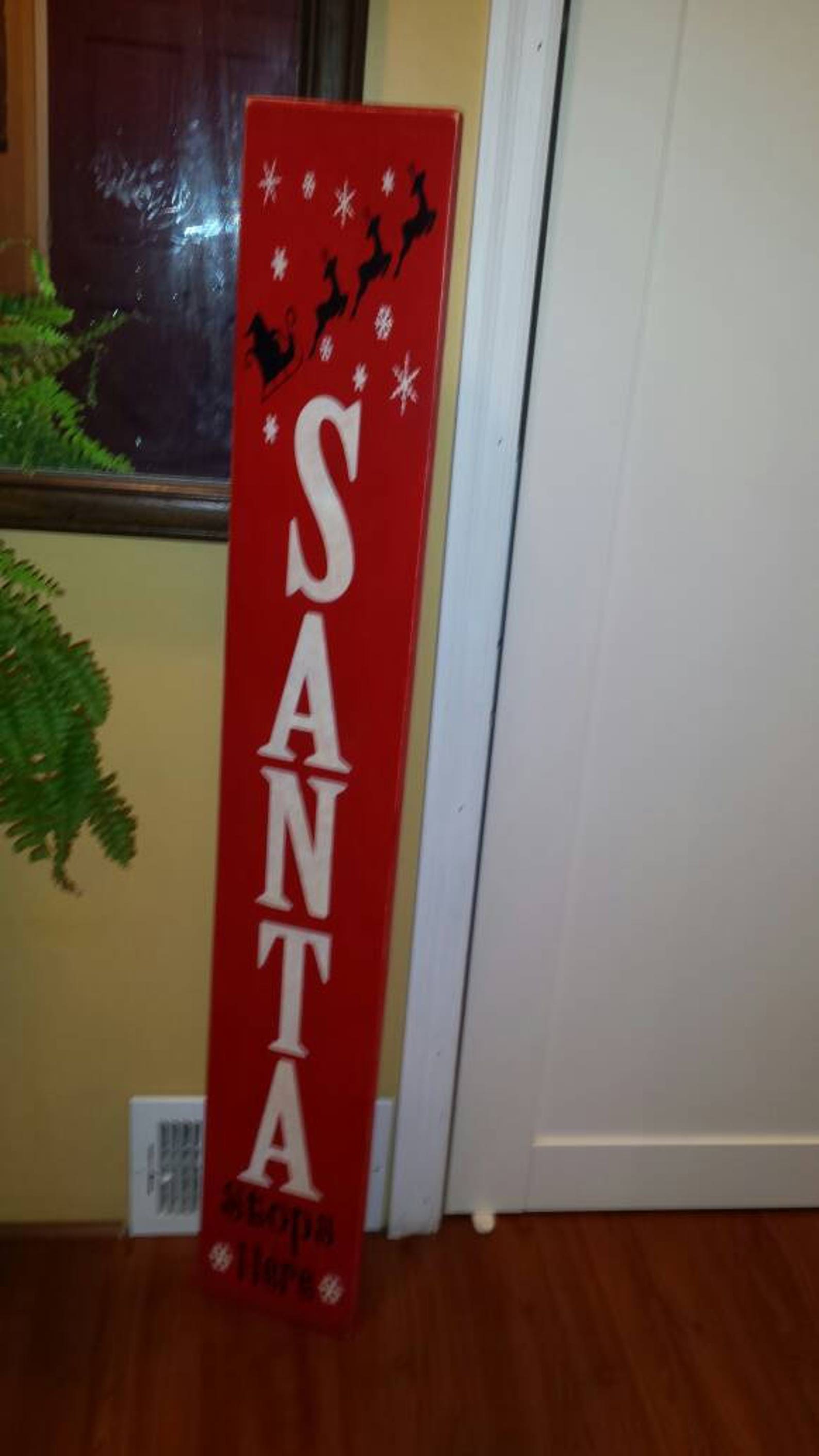 Christmas Porch Sign Santa Stops Here Rustic Reversible - Etsy