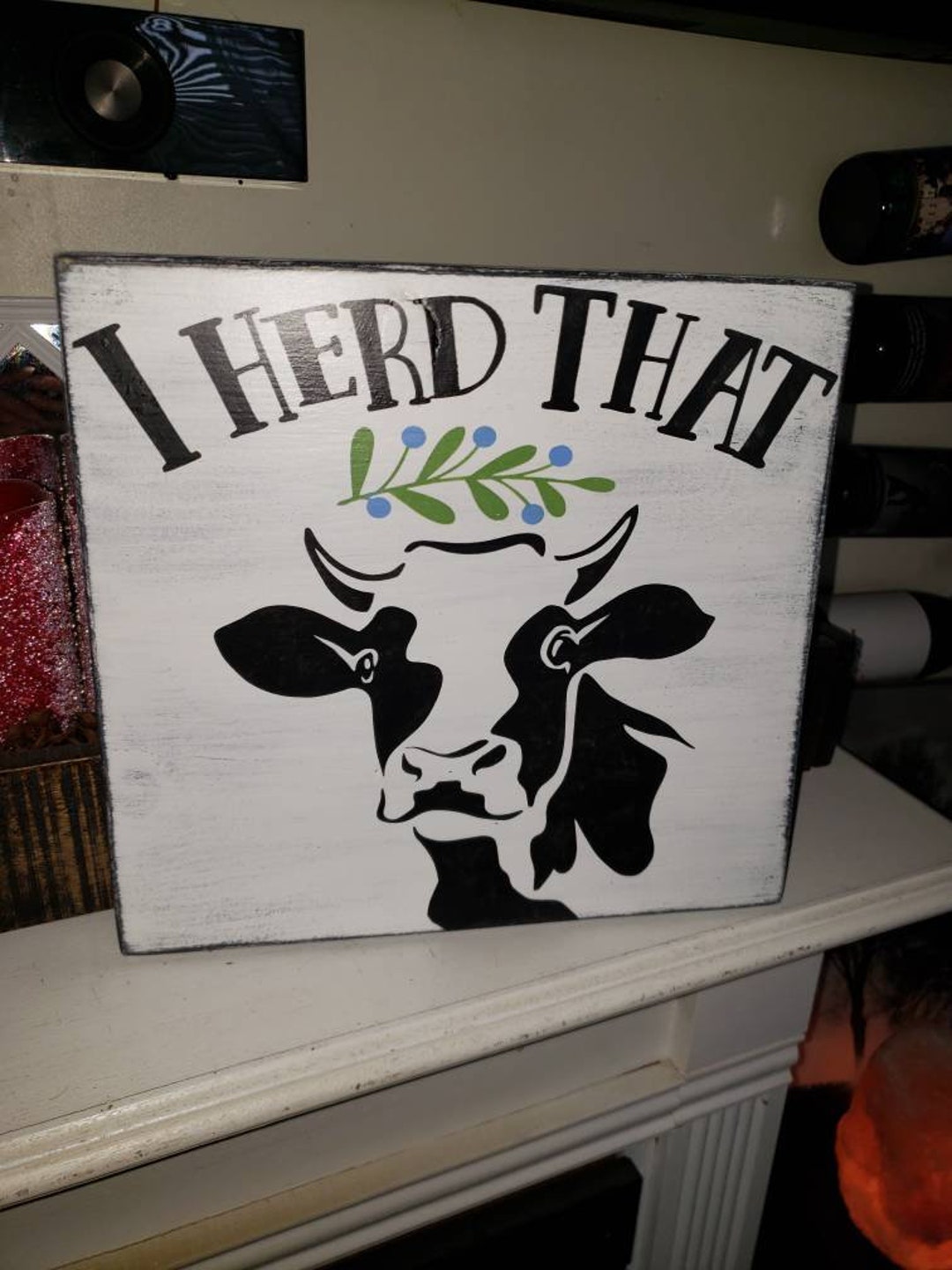 I Herd That Distressed Wood Sign Cow Decor Rustic Primitive Wall ...