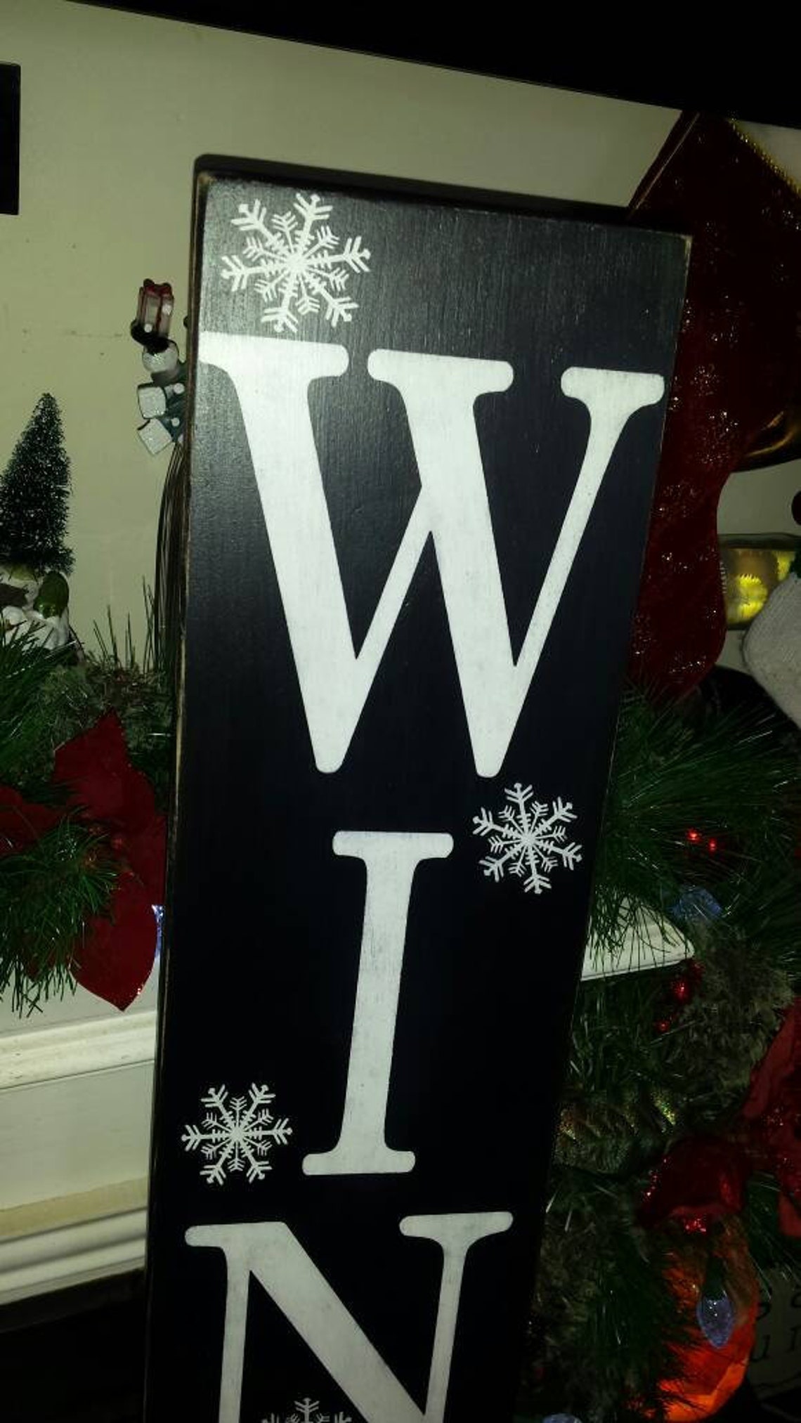 Winter Porch Sign Distressed Snowflake Sign Reversible Entryway Wood ...