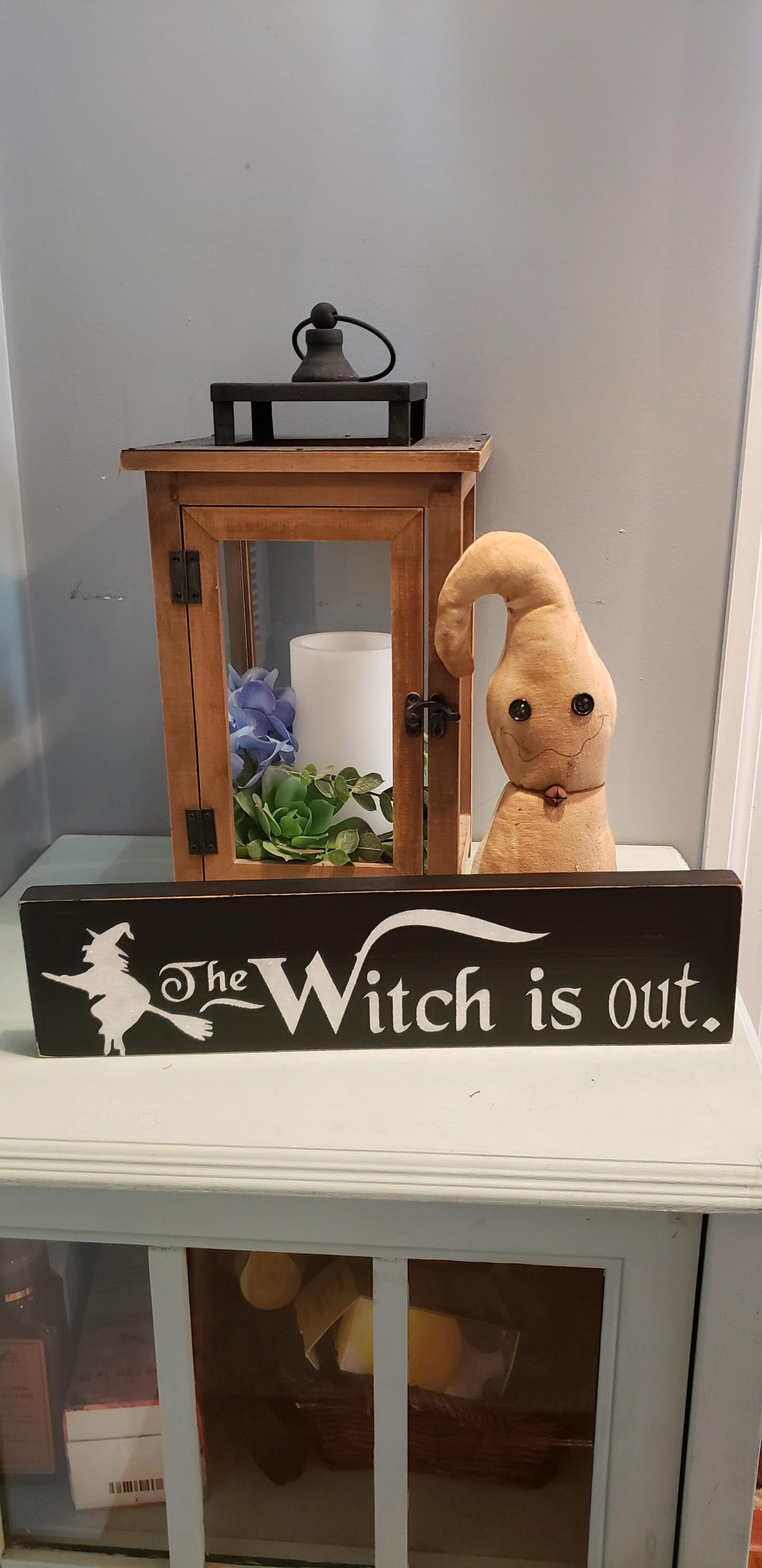 The Witch is in Sign Halloween Witch Sign Distressed Wood Wall Hanging ...