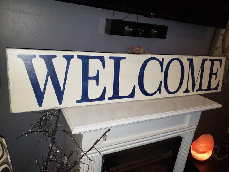 Welcome Sign Horizontal Wall Hanging Entryway Porch Sign Rustic ...