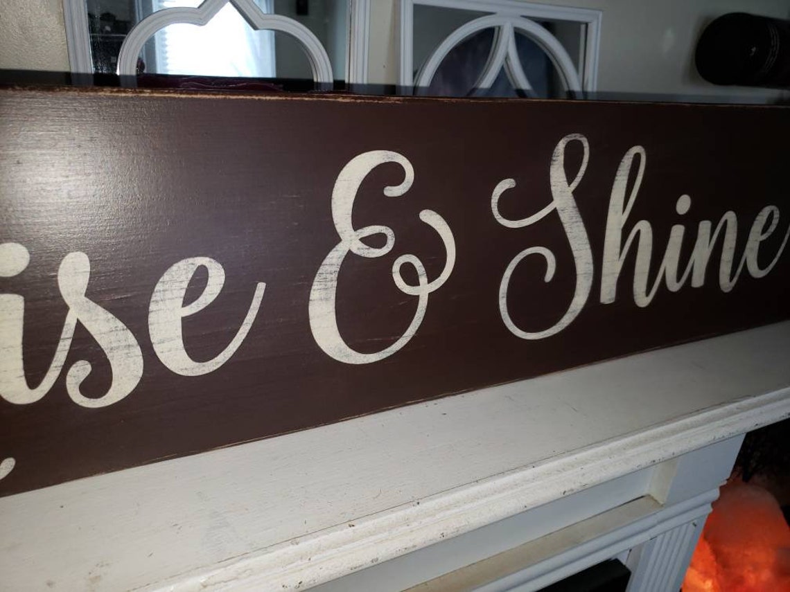 Rise & Shine Sign Horizontal Large Wall Hanging Rustic | Etsy